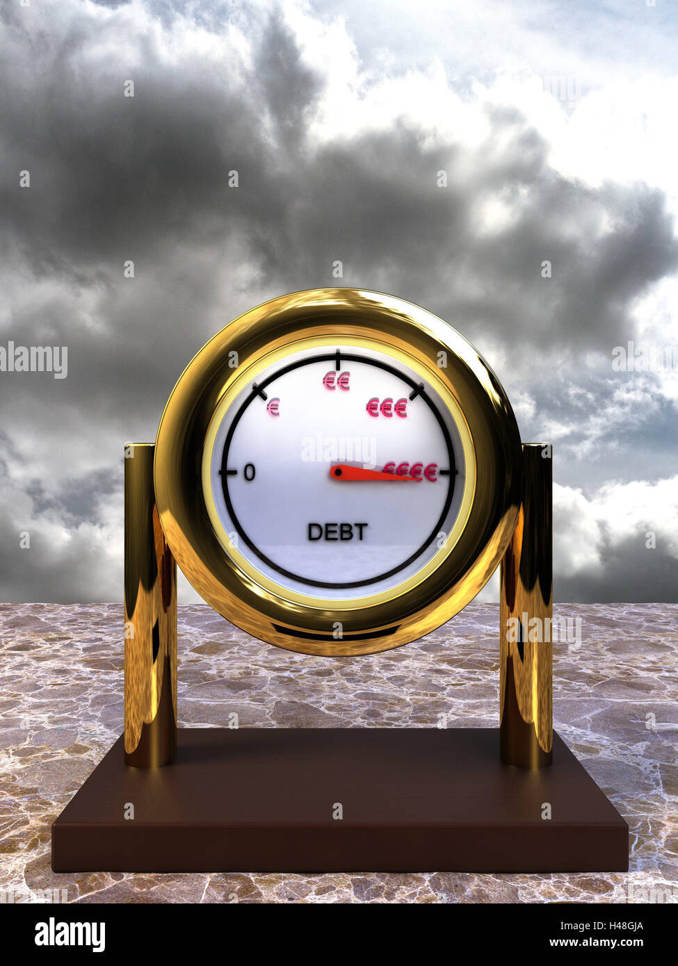 Computer graphics, debt clock, display, debt position, thunderstorm ...