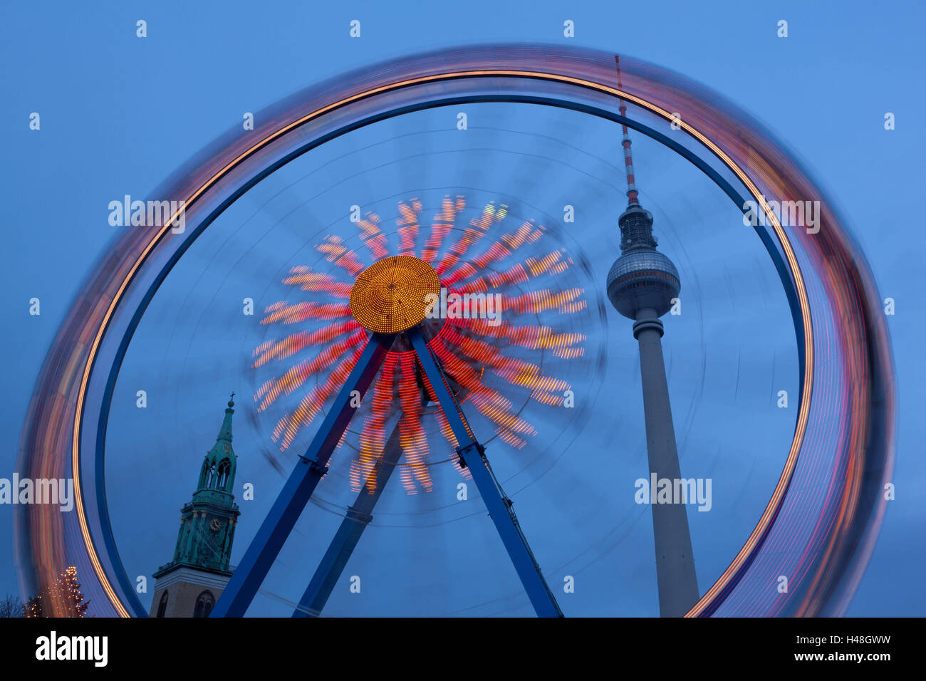 Germany, Berlin, Alexanderplatz, Christmas market, Ferris wheel ...