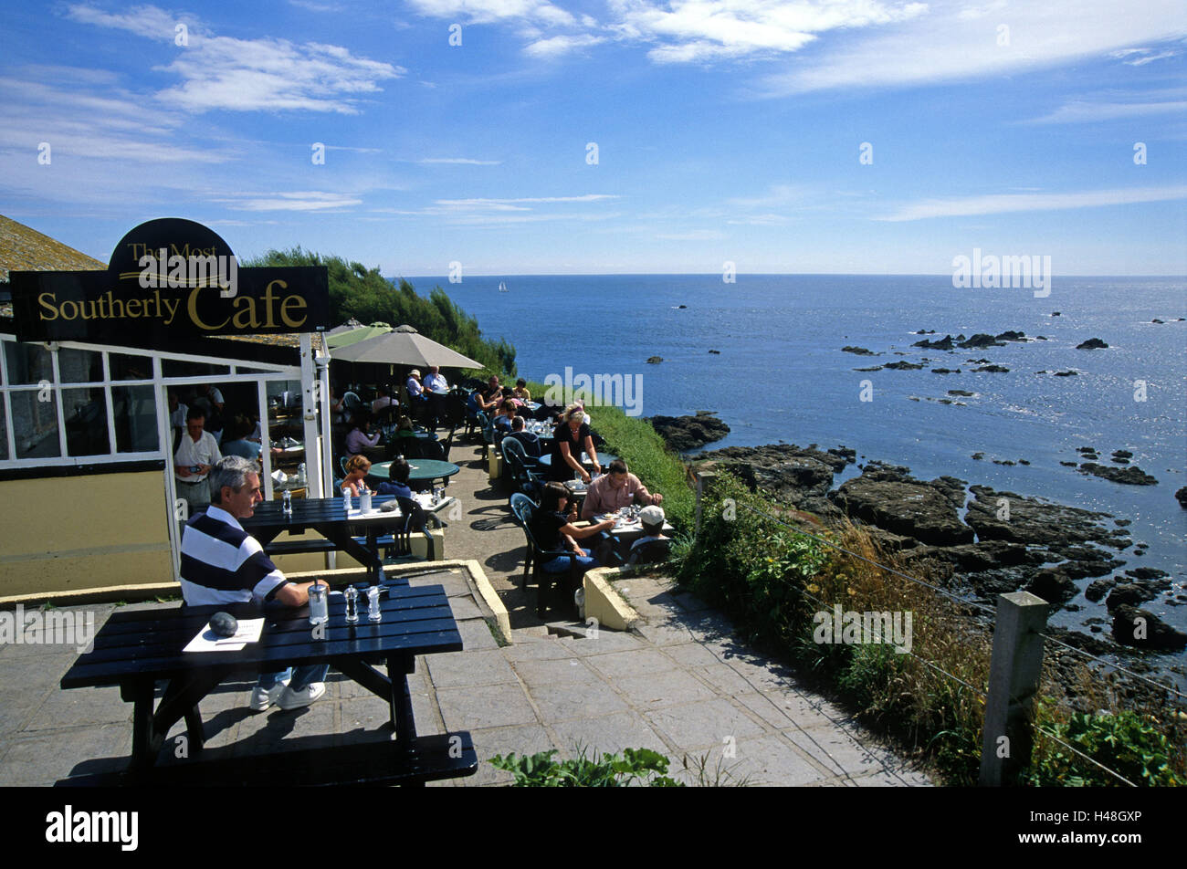 Great Britain, Cornwall, Lizard Point, cafe, tourist, outside, people ...