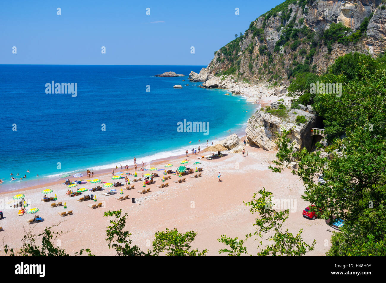 The picturesque Perazica Do Beach, as viewed from the mountain slope ...