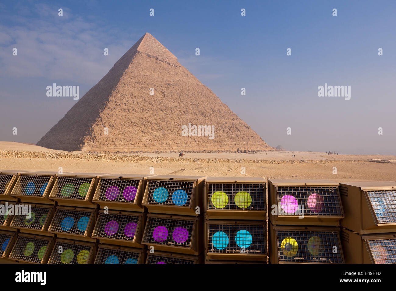 Egypt, Cairo, Chephren pyramid, light installation Stock Photo - Alamy