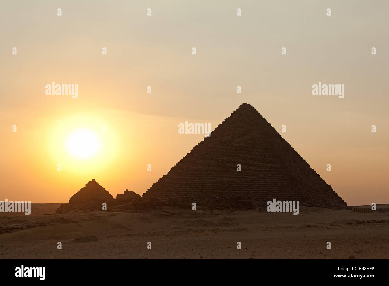 Egypt, Cairo, pyramids of Gizeh, evening light Stock Photo - Alamy