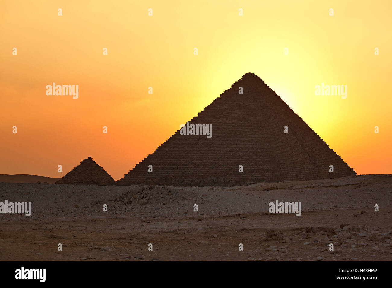 Egypt, Cairo, pyramids of Giza, evening light Stock Photo - Alamy