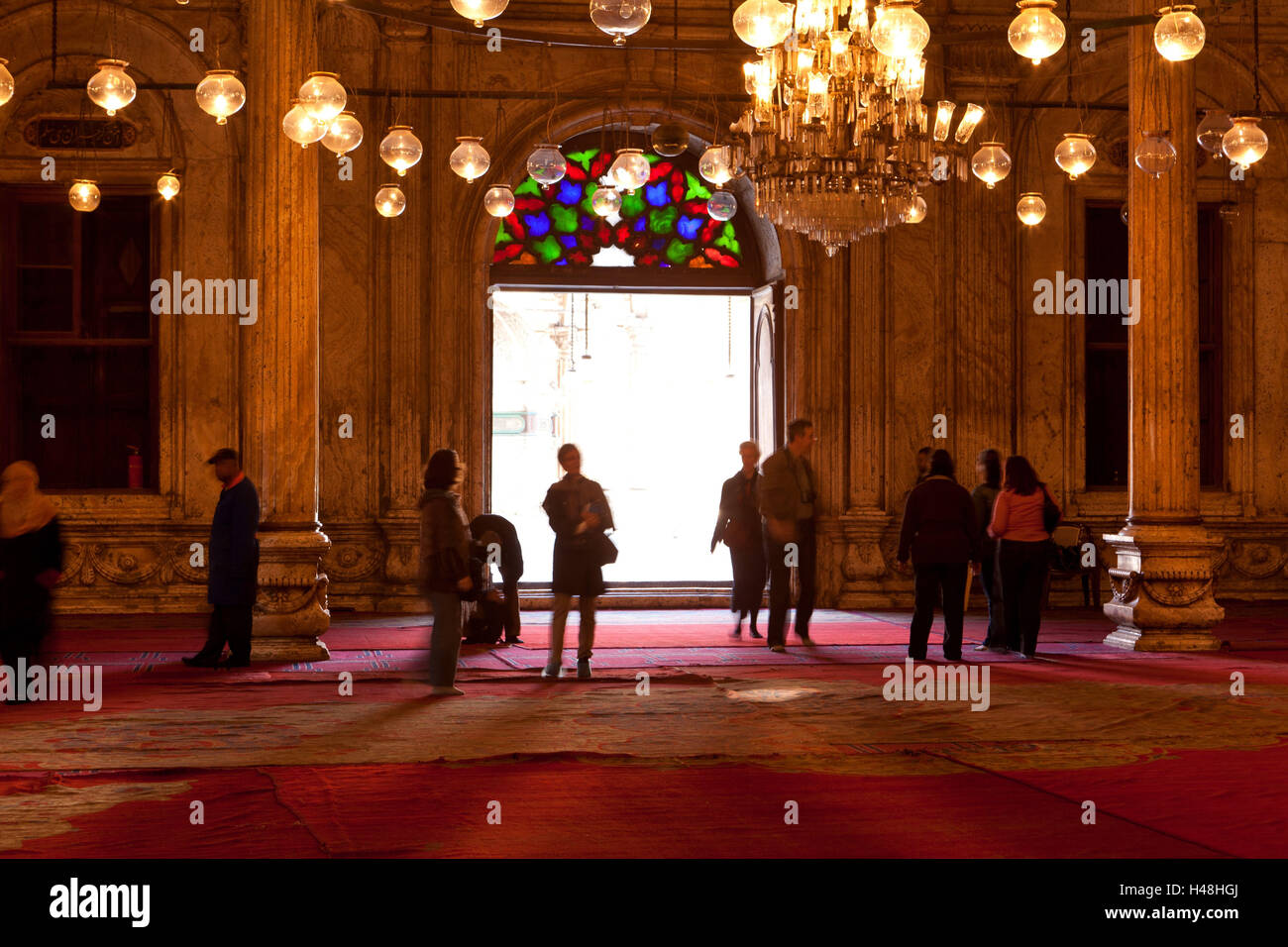 Egypt, Cairo, citadel, Mosque of Muhammad Ali, interior, visitors Stock ...
