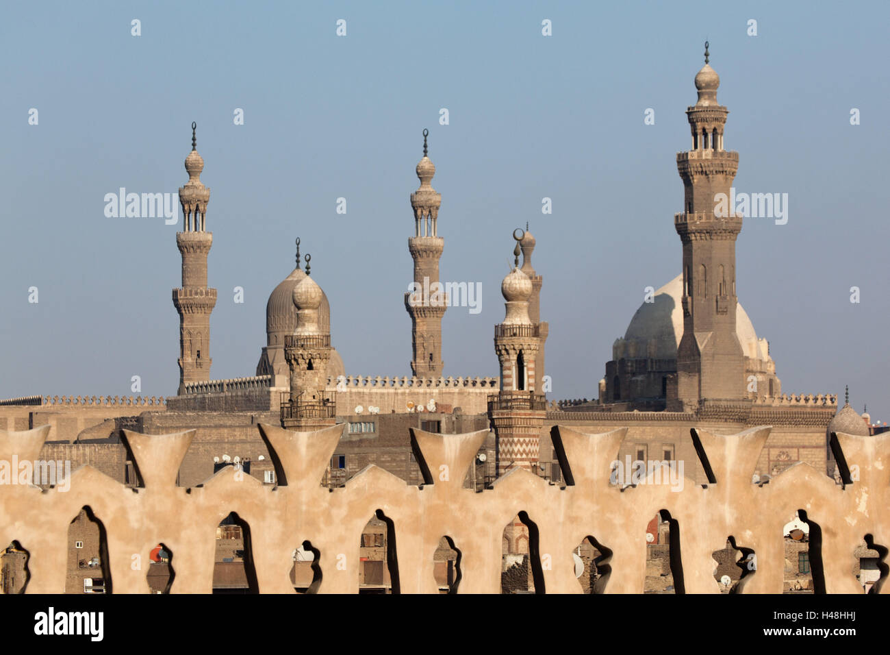 Egypt, Cairo, minaret, view from Mosque of Ibn Tulun to the Mosque ...