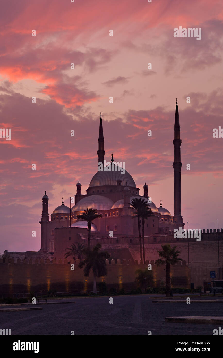 Egypt, Cairo, landmark, citadel with Mohamad Ali Mosque, dusk Stock ...
