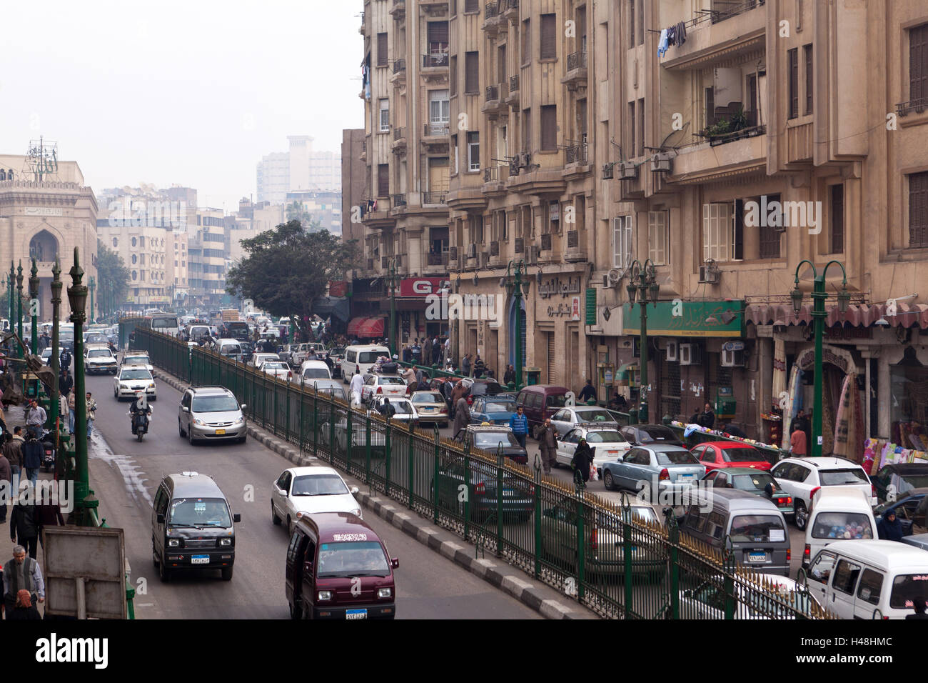 Egypt, Cairo, Islamic Old Town, street Shari al-Azhar, traffic Stock ...