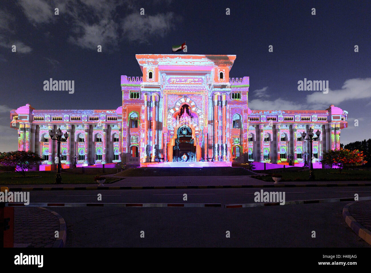 Colourful illumination of the Consultative Council, Sharjah Light ...
