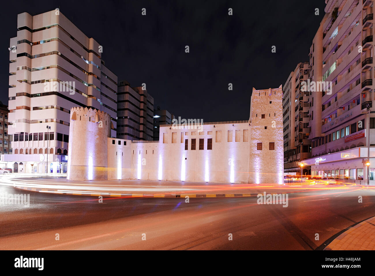 Al Hisn fort, illuminateds, museum, Sharjah Light festival, emirate ...