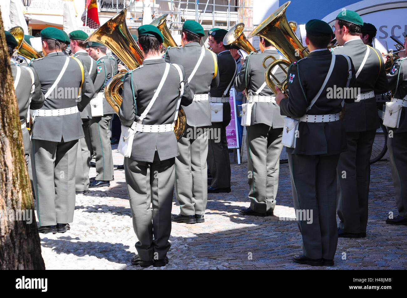 Germany, Bavaria, Mittenwald, military marches, band, upper market ...