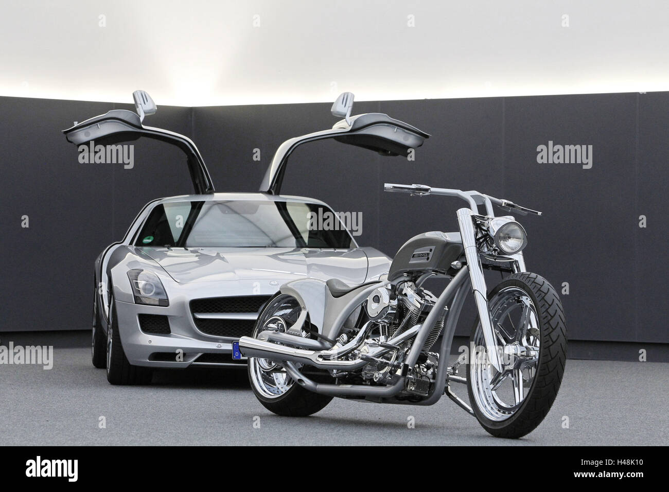 Motorcycle, chopper AMG, design motorcycle, car, Mercedes AMG wing door ...