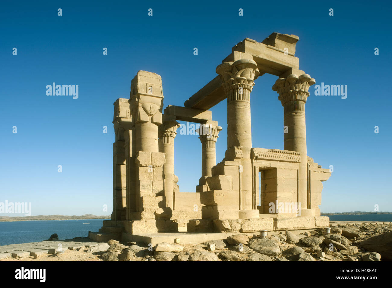 Egypt, Aswan, kiosk Kertassi beside the Mandulis temple on the island ...