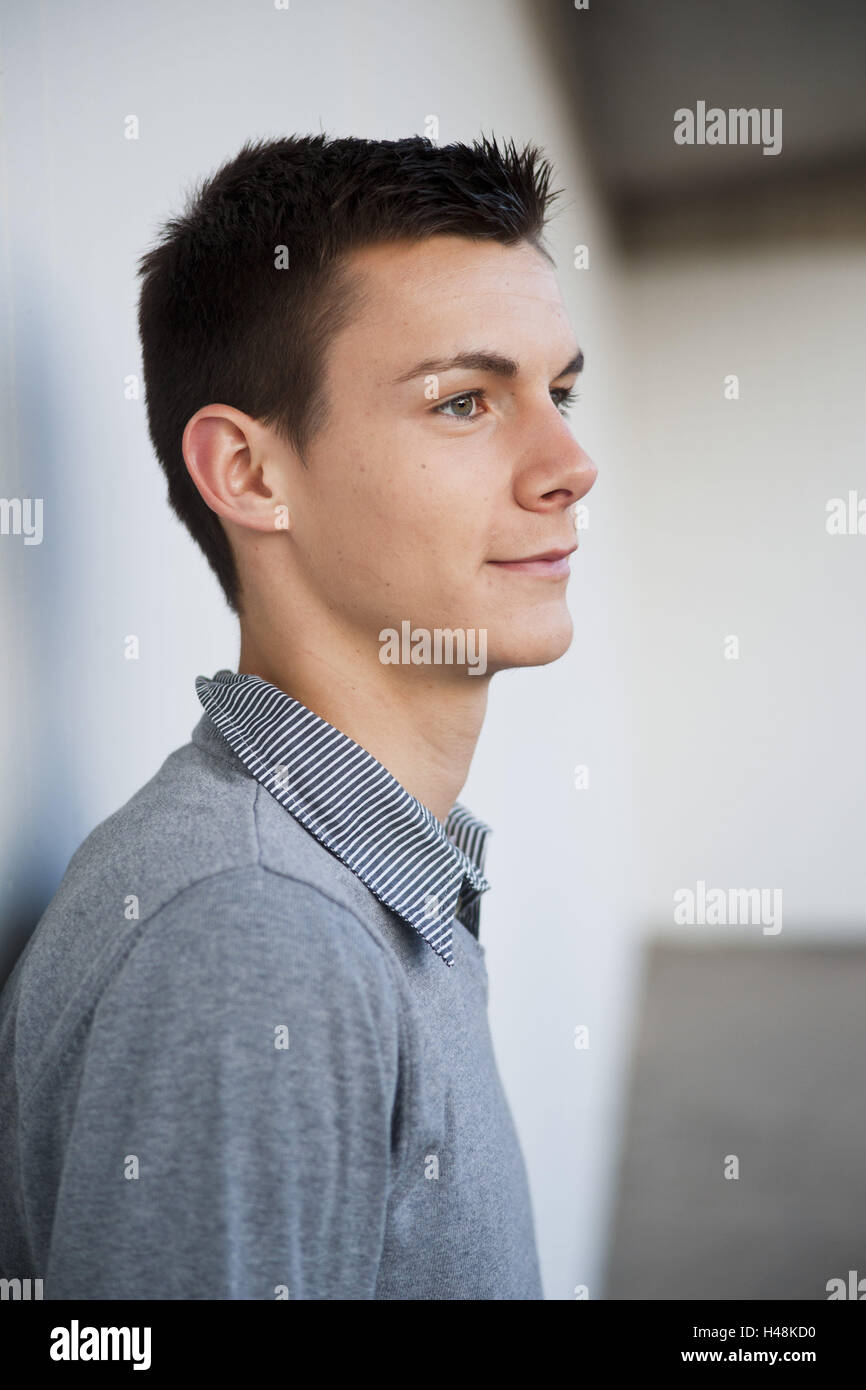 Man, portrait, side view, adult, think, dream, smile Stock Photo - Alamy