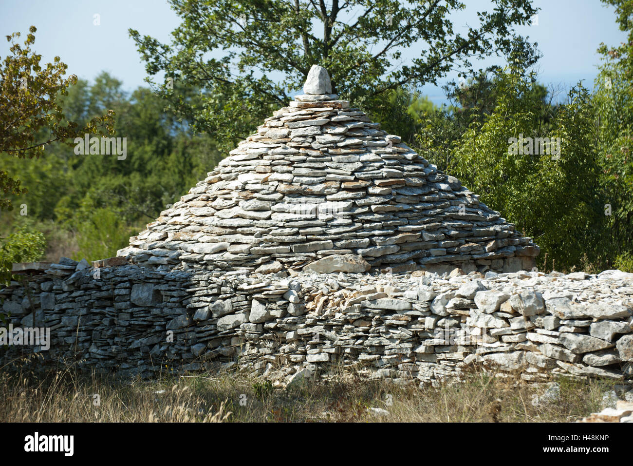 Croatia, Istria, stone house and defensive wall close Rovinj Stock ...