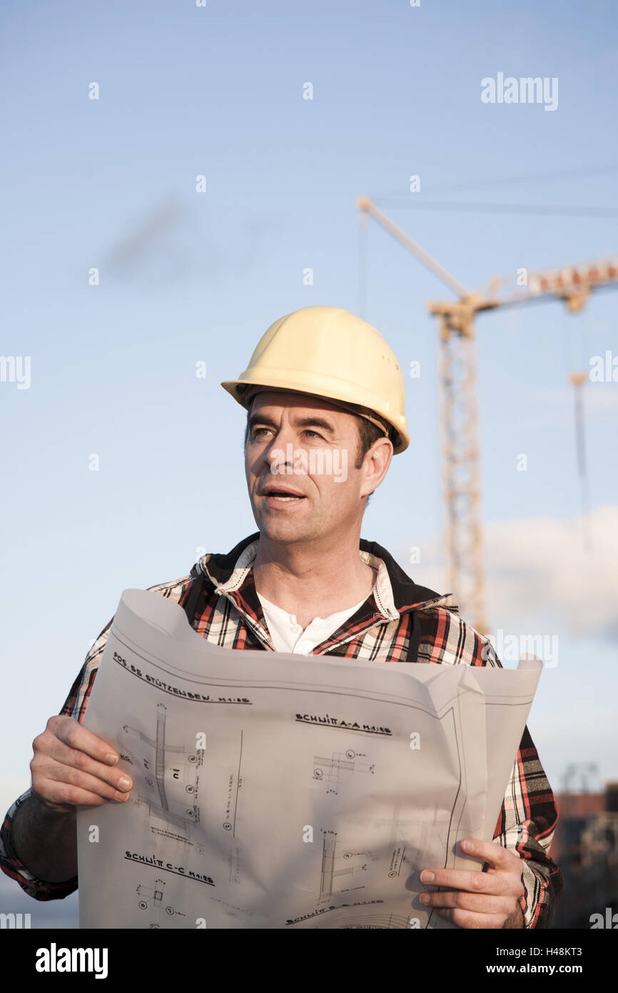 Man with architect's plan Stock Photo - Alamy