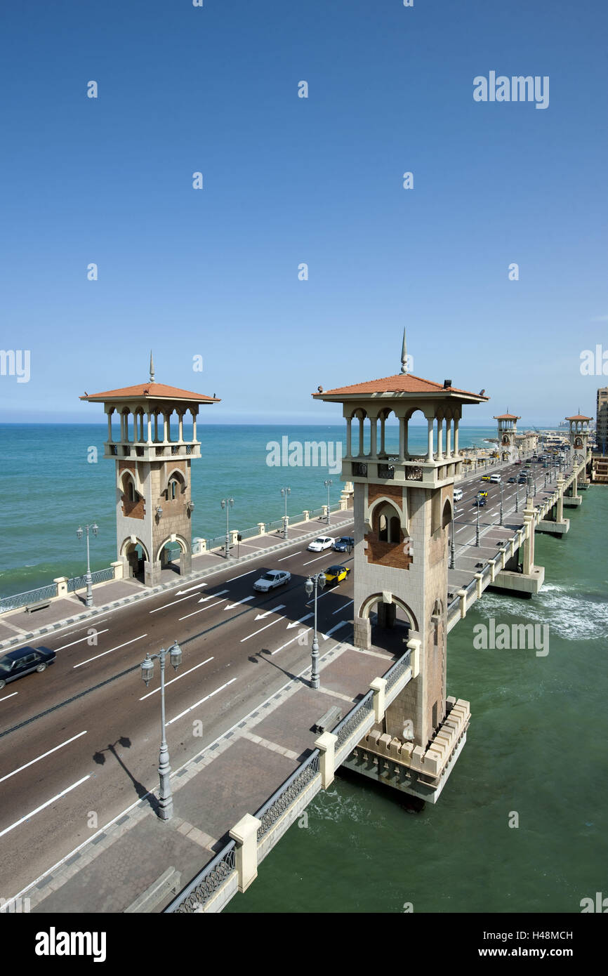 Egypt, Alexandria, Stanley Bridge to Stanley Bay, 400-m length Stock ...