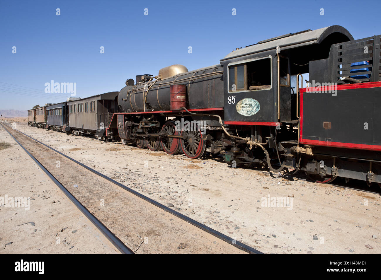 Jordan, wadi rum, Aquaba road, train, railroad engine Stock Photo - Alamy