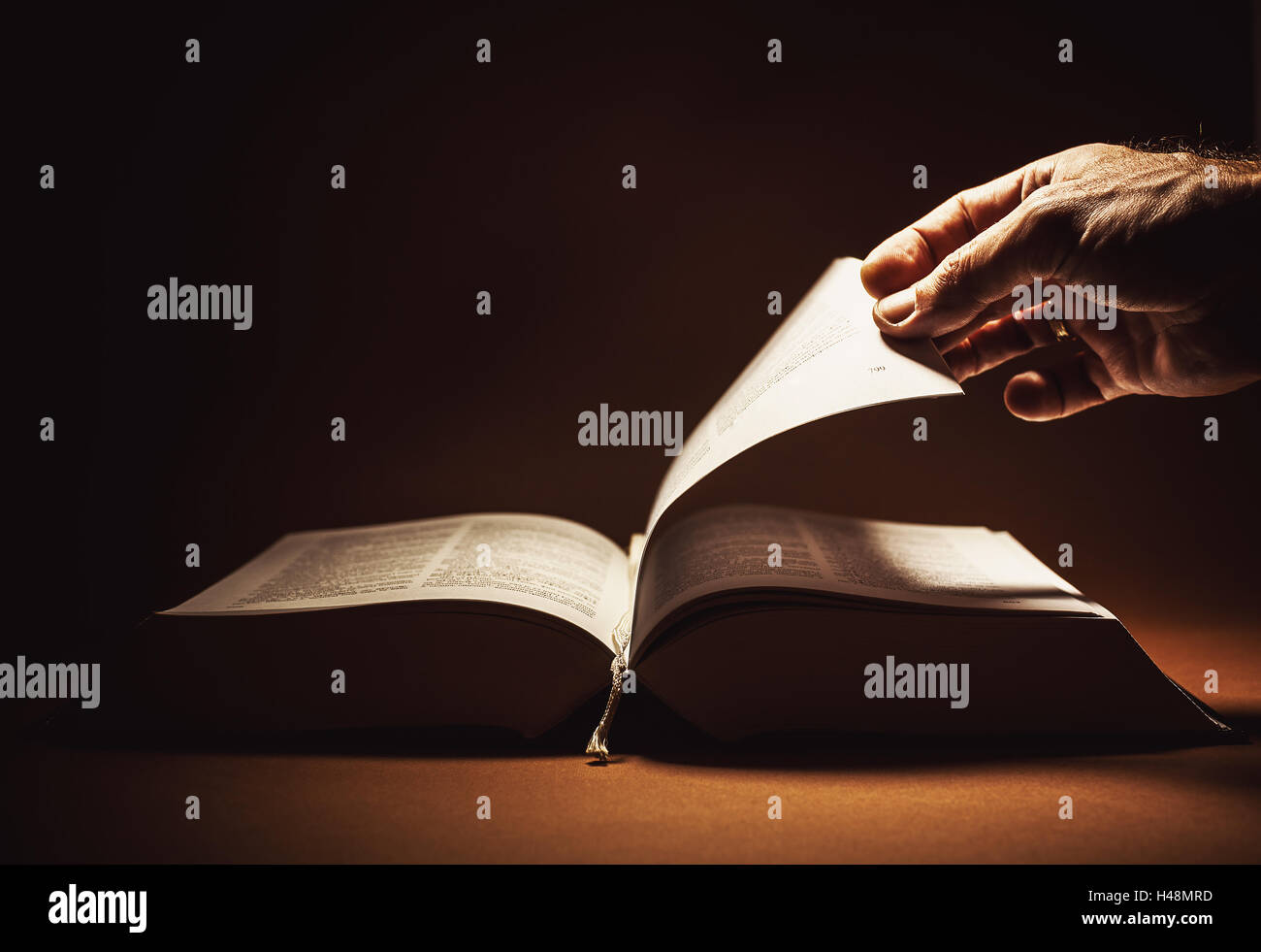 Conceptual composition about reading a book. Looks like dictionary or ...