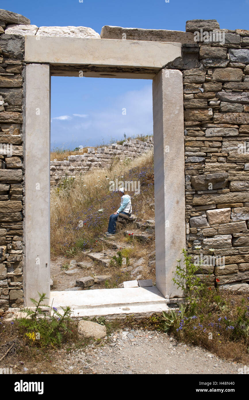 Greece, the Cyclades, Mykonos, Delos, guest house the town, Delos was ...