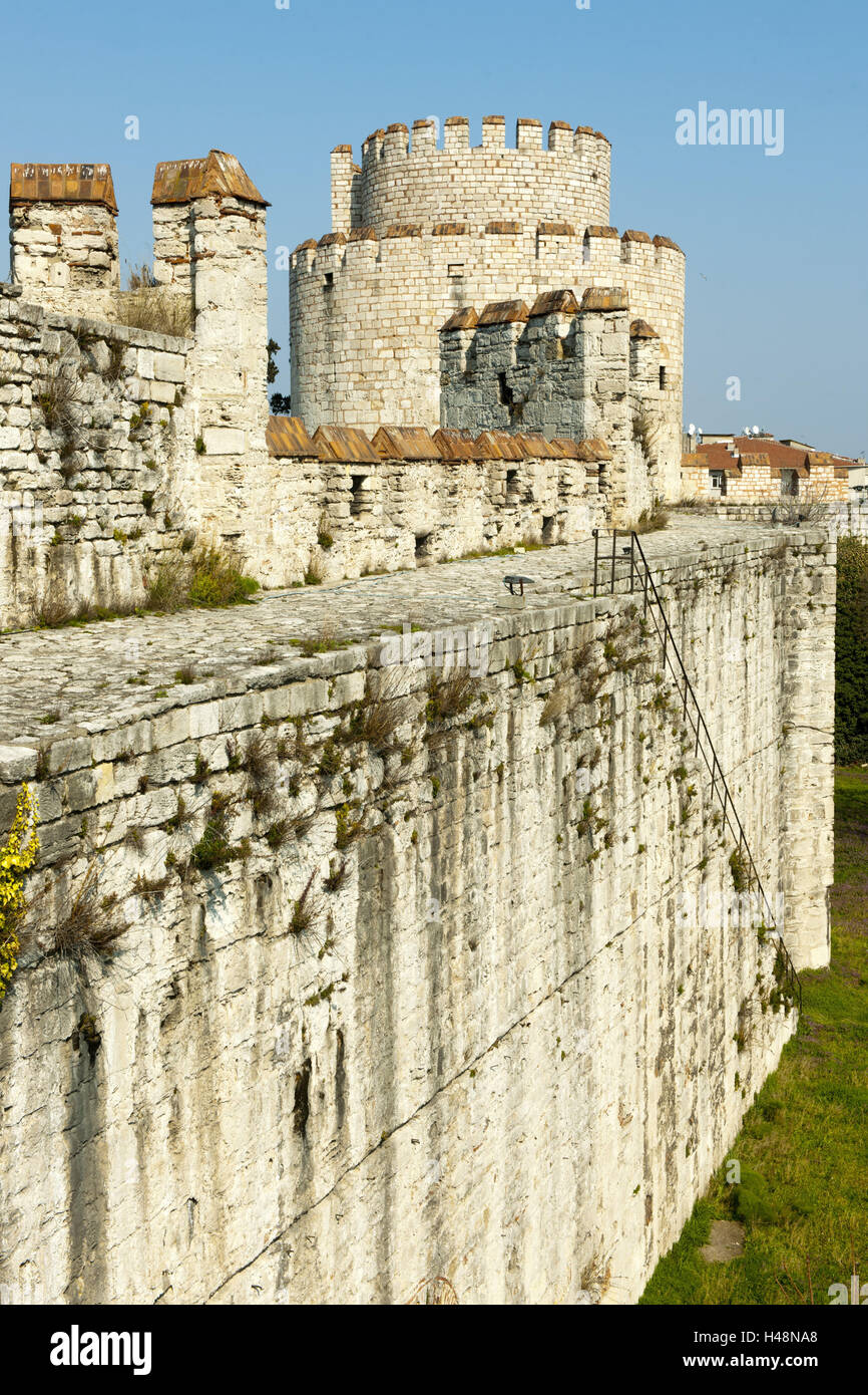 Turkey, Istanbul, Yedikule, the 'castle seven towers', lies directly ...