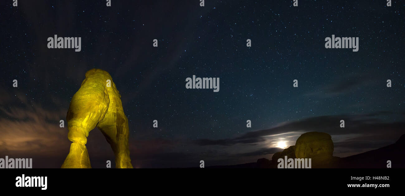 Panorama, USA, Arches National Park, Delicate Arch, starry sky Stock ...