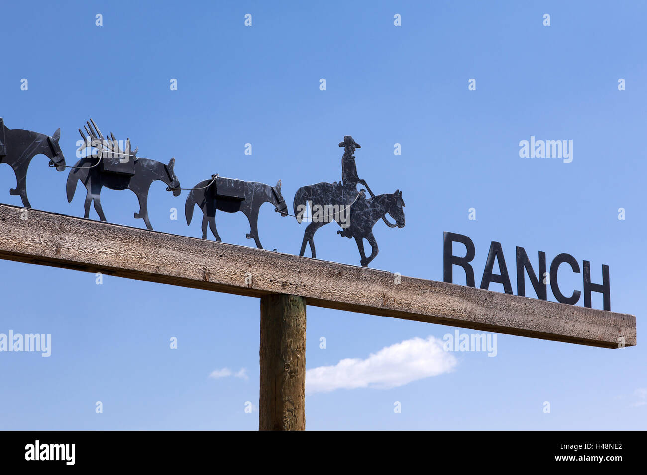 USA, sign, ranch, cowboy Stock Photo - Alamy