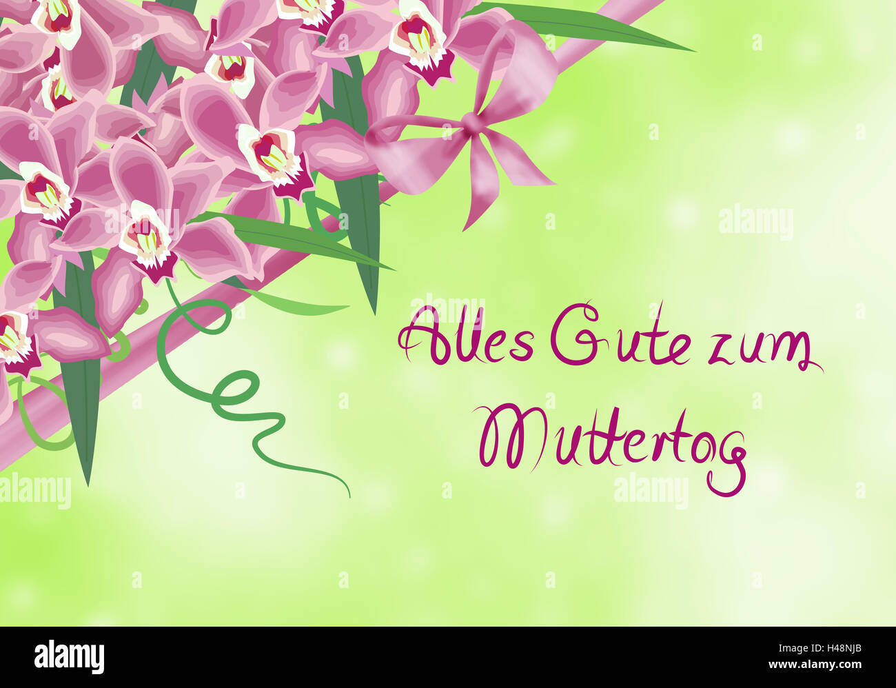 Orchids, loop, stroke, congratulation, stroke 'All the best to the ...