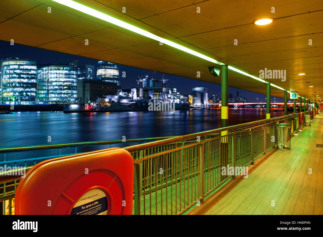UK, London, Tower Millenium Pier, night photography Stock Photo - Alamy