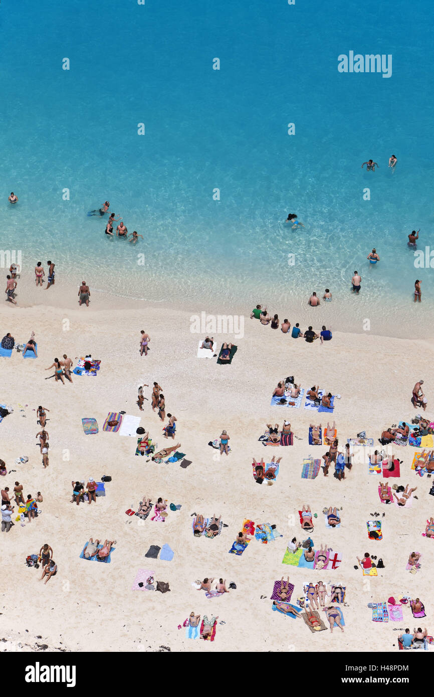 Greece, Zakynthos, Navajo bay, beach, tourists, people, bird's-eye view ...