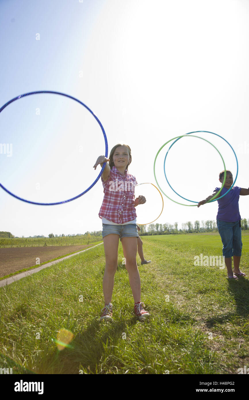 Girls with Hula-Hoop Stock Photo - Alamy