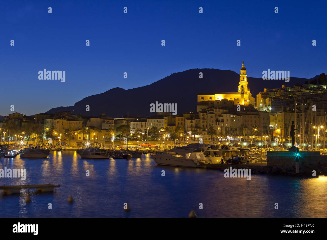 France, Cote d'Azur, Menton, harbour, evening Stock Photo - Alamy