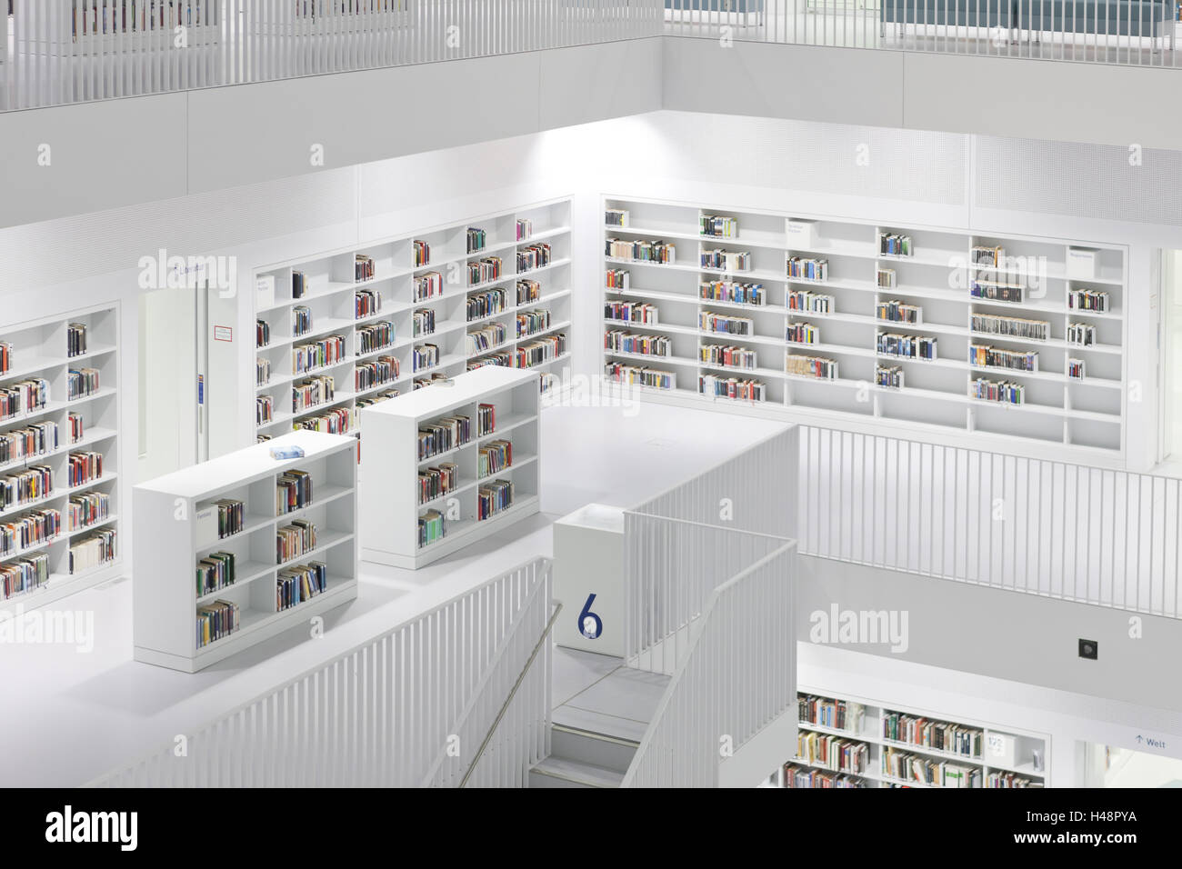 Germany, Stuttgart, new city library, indoors, city library, central ...