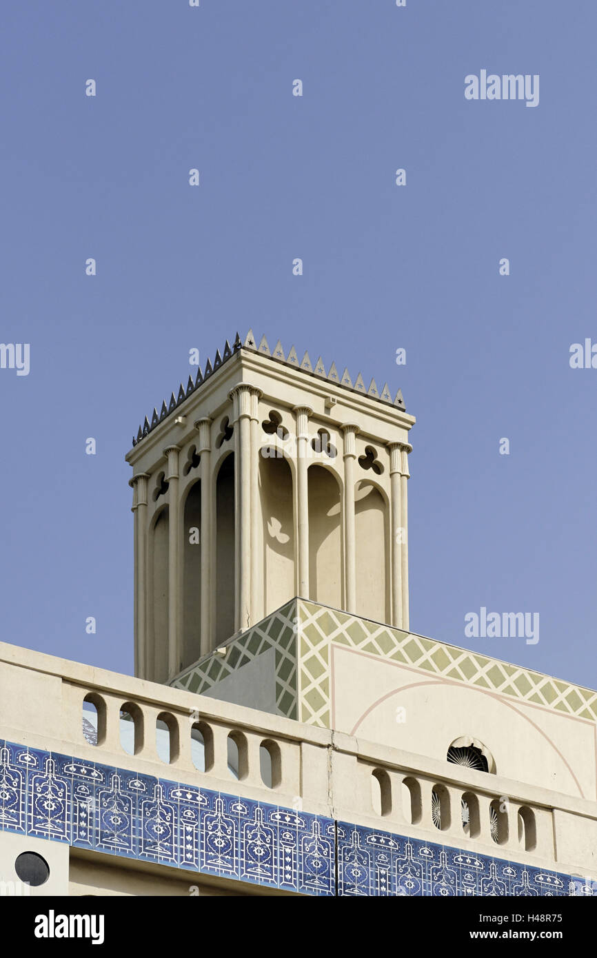 Wind tower, Old Souk, blue Souk, traditional shopping centre, emirate ...