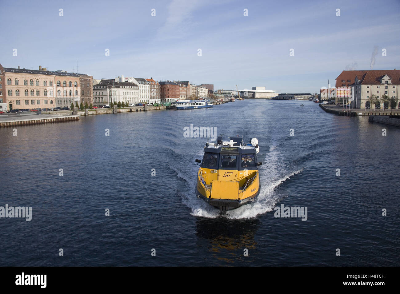 Denmark, Copenhagen, town view, waters, excursion boat, capital, town ...