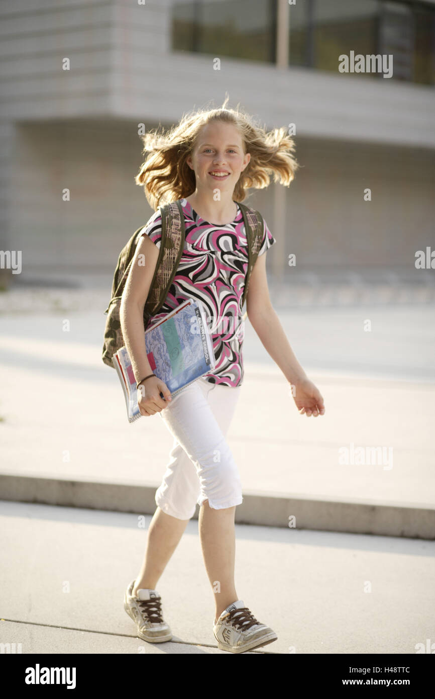 Girls, playground, go, notebooks, carry Stock Photo - Alamy