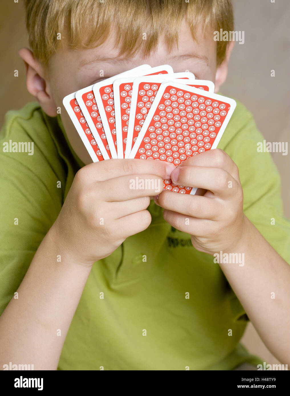 Young, playing cards, portrait, broached, people, child, view, cards ...