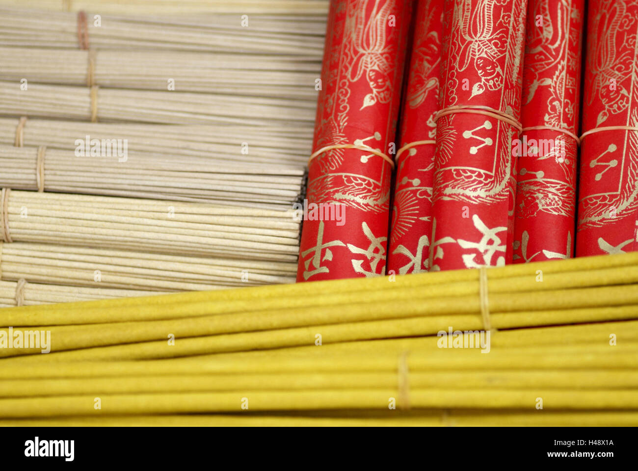 Joss sticks, tracts, cable, envelope, figure, nature, yellow, red Stock ...