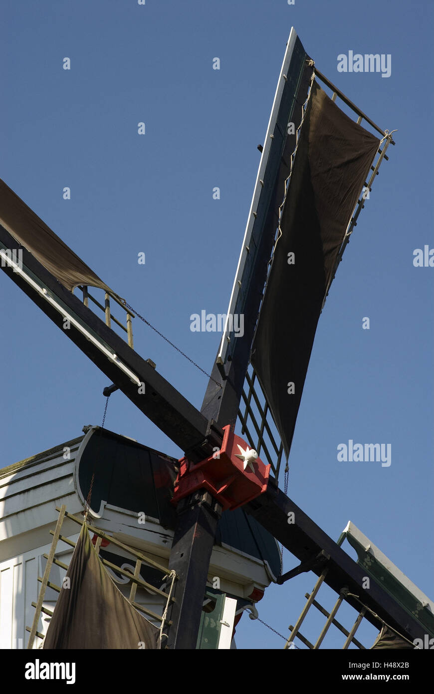 Windmill, mill, roof, windmill wing, heaven, blue, cloudless, shades ...