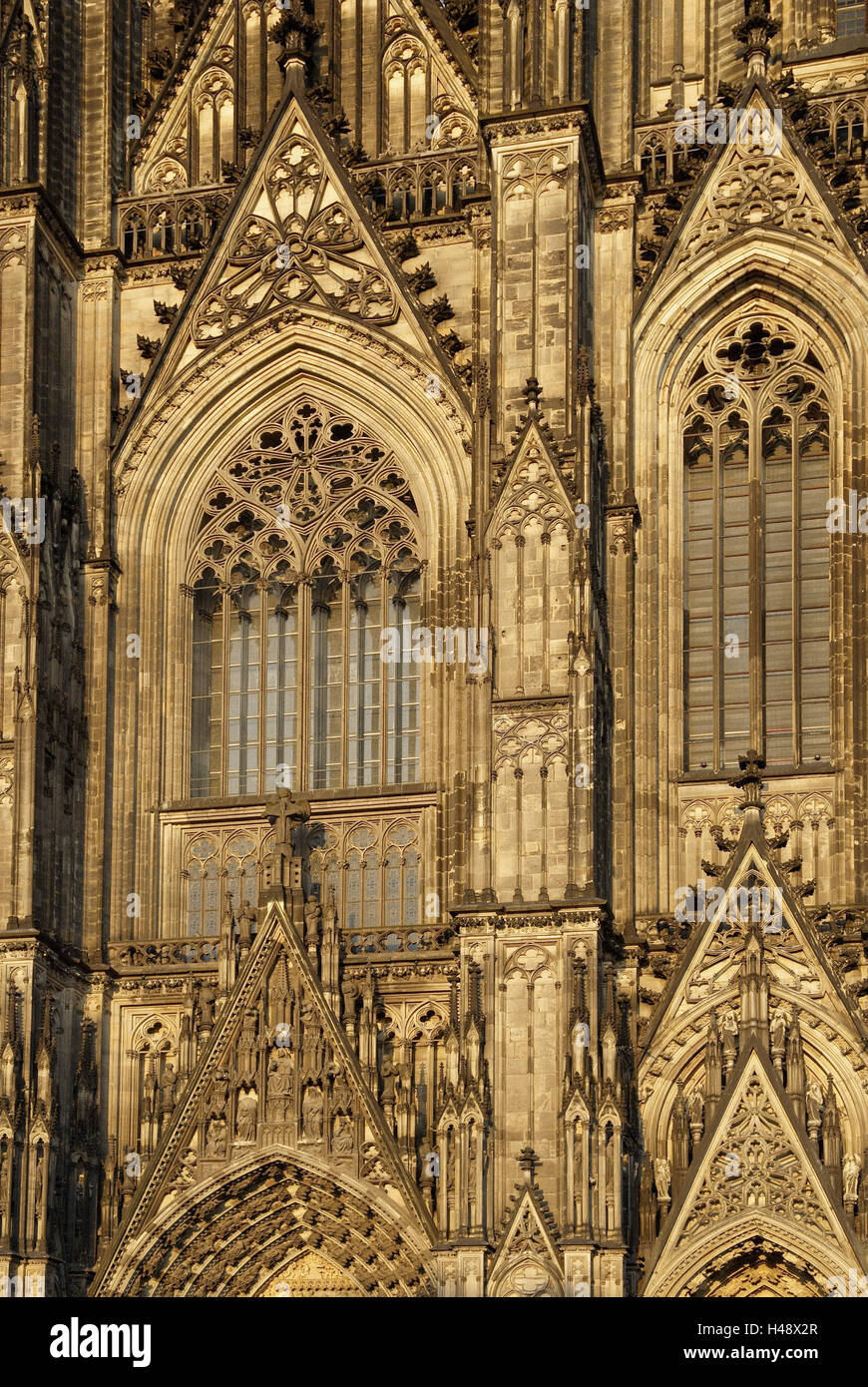 Cologne Cathedral, facade, cathedral, window, tracery, spike curves ...
