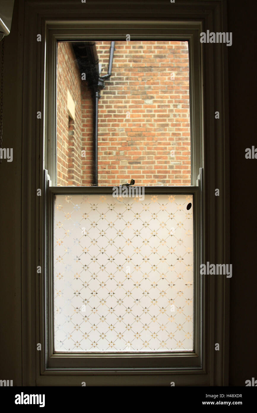 Flat in an old building, detail, window, view, backyard, old building ...