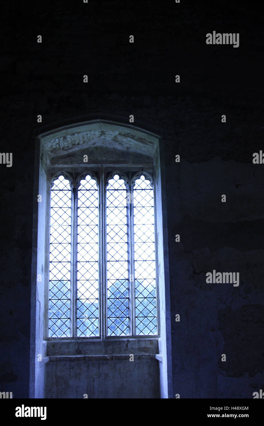 Great Britain, Norfolk, Castle Acre, church, niche, window, bars ...