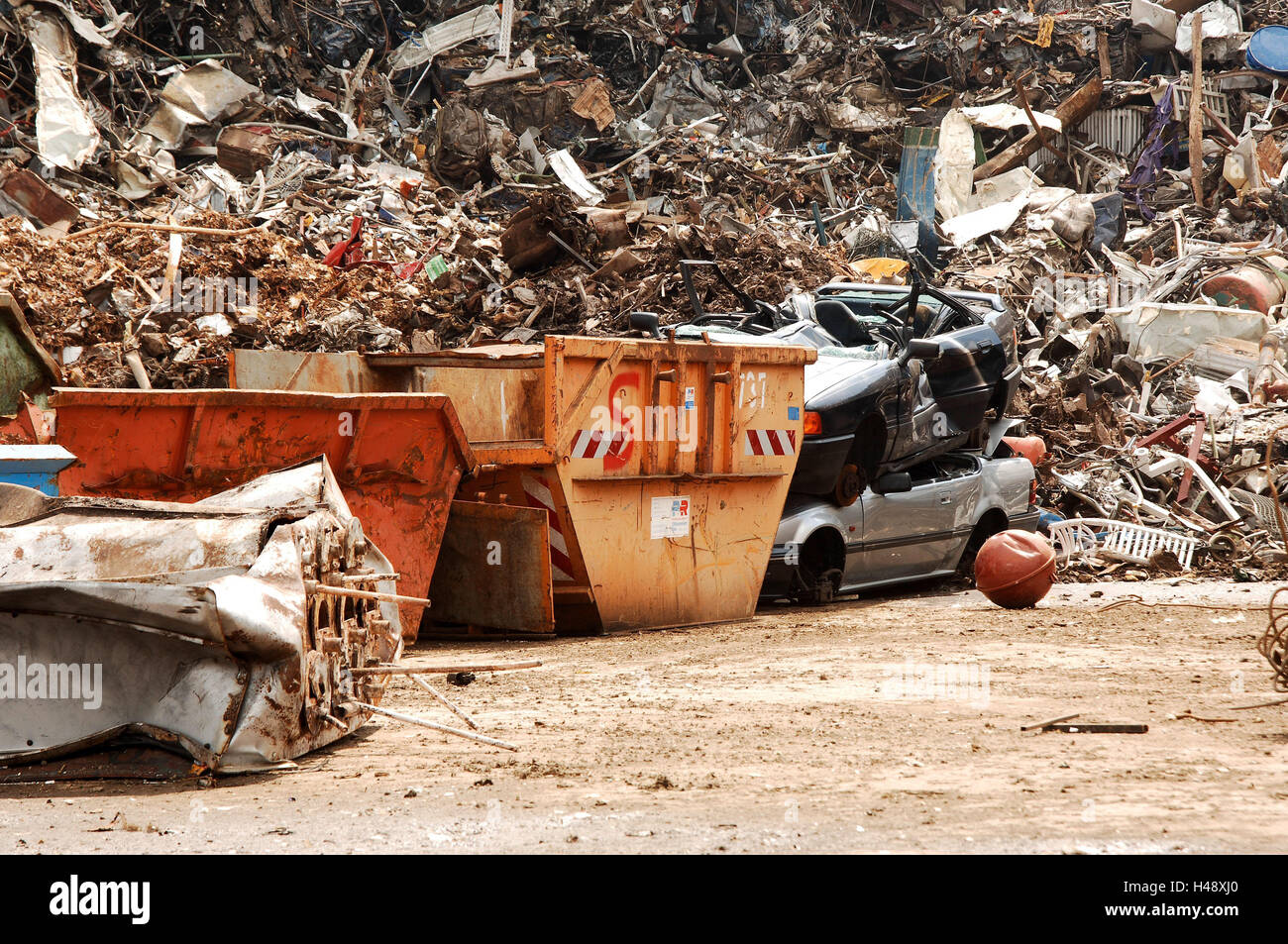 Scrap yard, container, scrap metal, junker cars, garbage waste dump ...