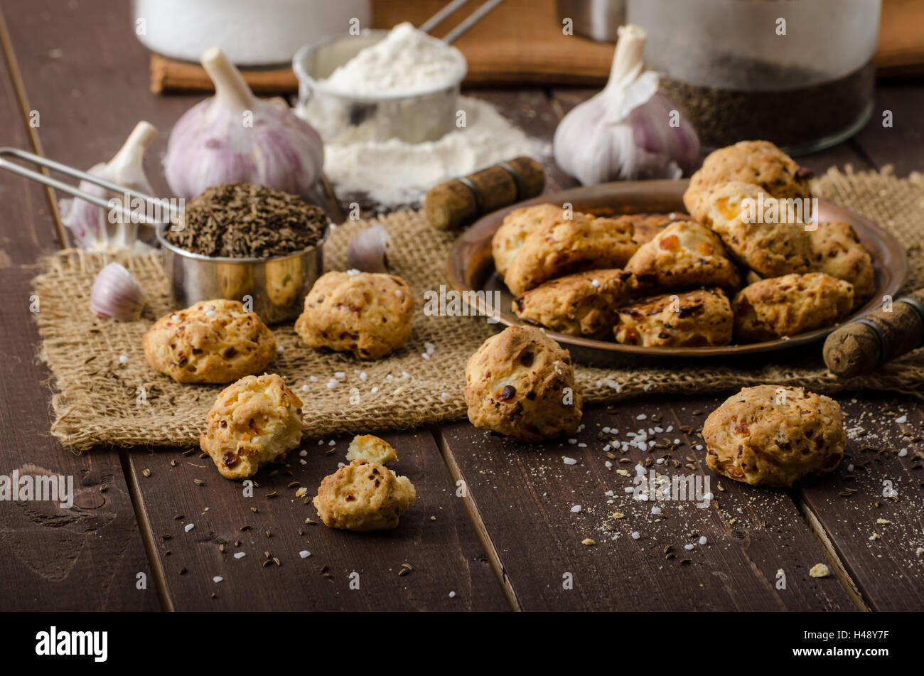 Crackers homemade, baked in oven with cottage cheese Stock Photo - Alamy