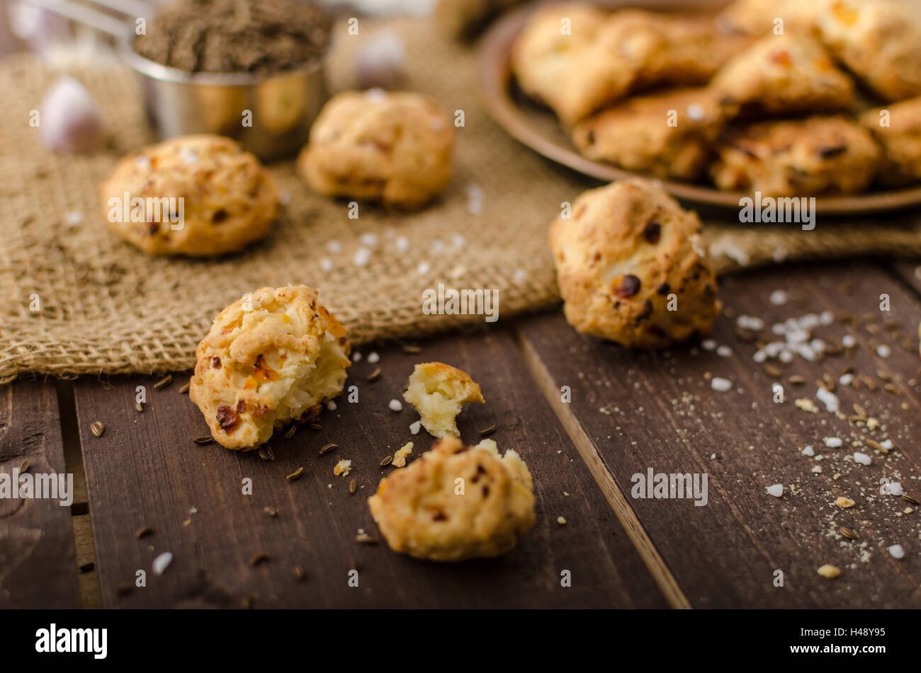 Crackers homemade, baked in oven with cottage cheese Stock Photo - Alamy
