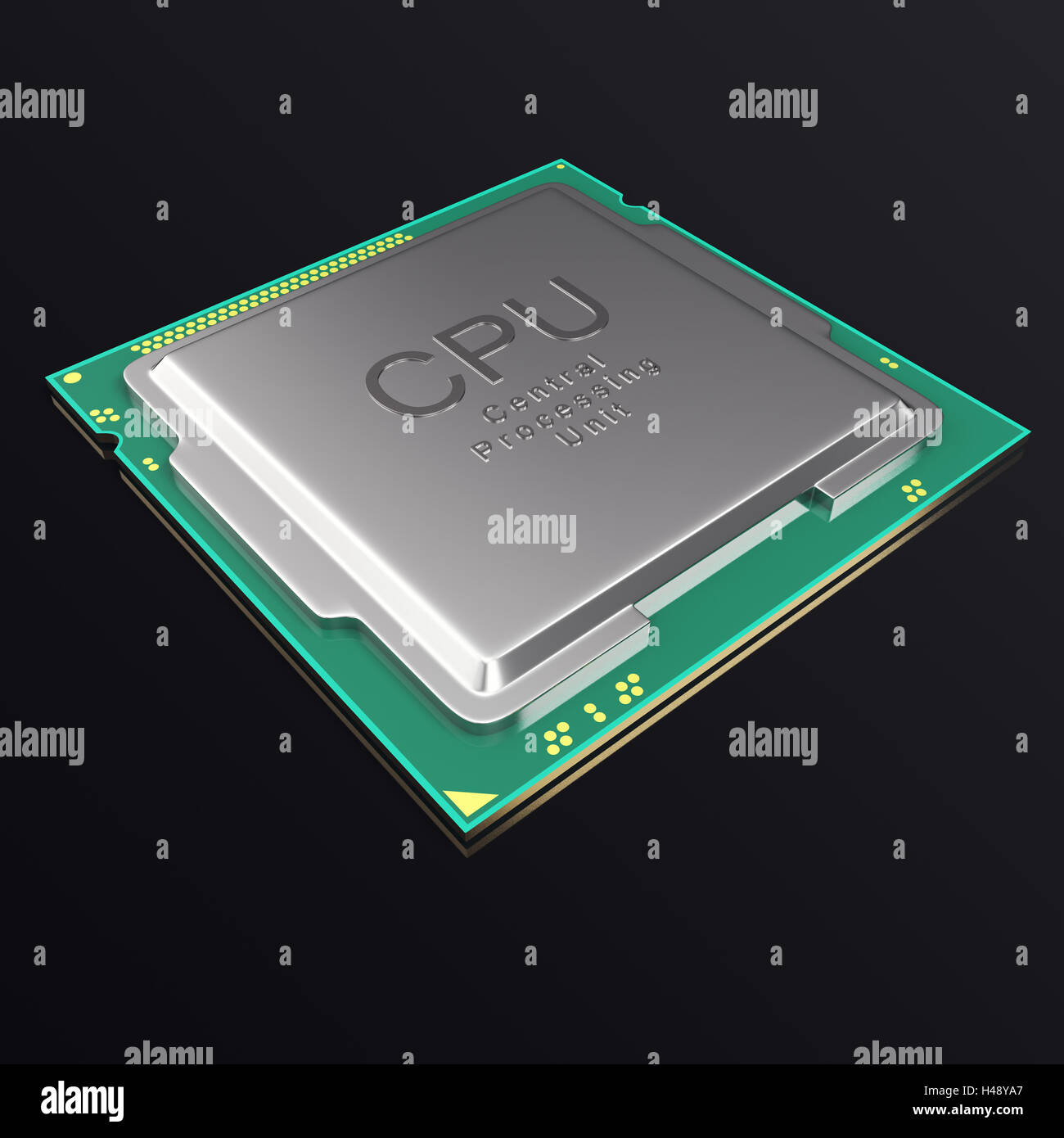 3d illustration CPU chip, central processor unit on black background ...