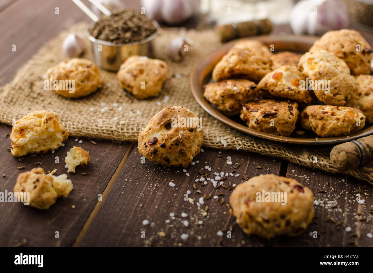 Crackers homemade, baked in oven with cottage cheese Stock Photo - Alamy