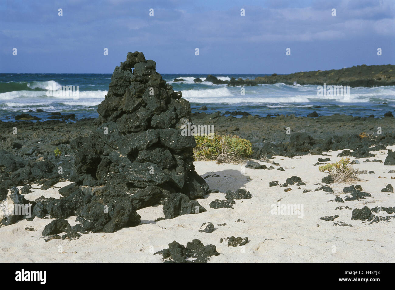 Spain, the Canaries, island Lanzarote, cal tone beaches, lava stones ...
