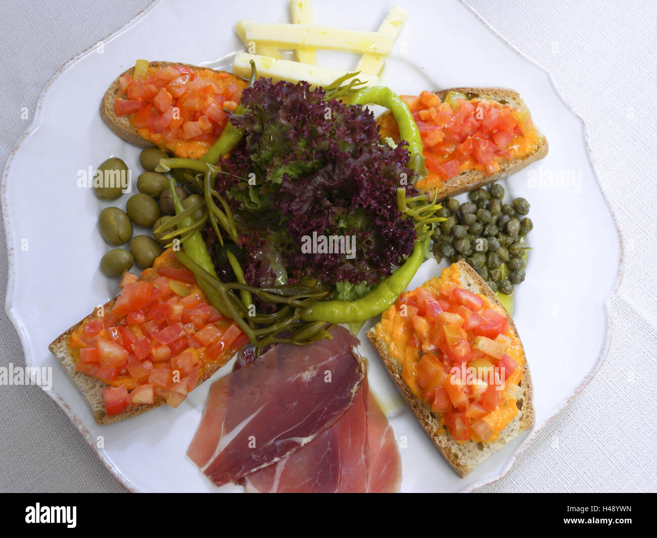 Plate with Tapa, snack, food, Majorca, Spain Stock Photo - Alamy