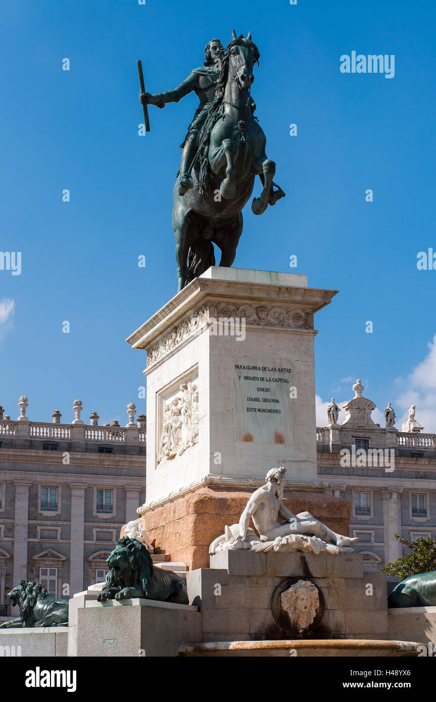 Monument of Felipe IV of Spain in Plaza de Oriente in Madrid, Spain ...