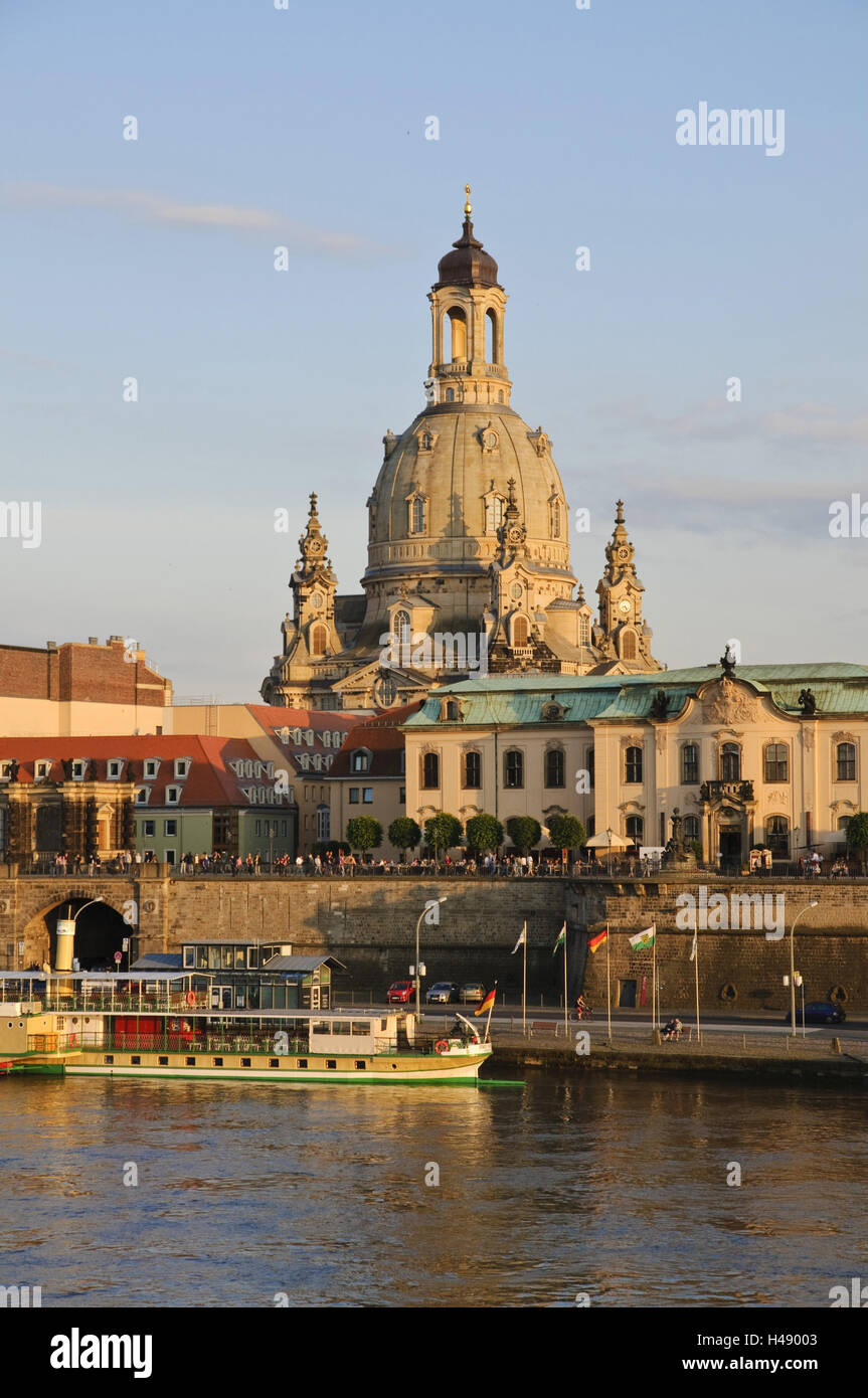 View over the Elbe on baroque old town, Sekundogenitur and Church of ...